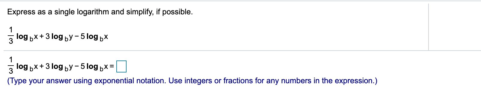 Solved Express as a single logarithm and simplify, if | Chegg.com
