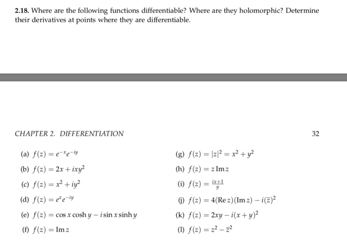 Solved 2.18. Where are the following functions | Chegg.com