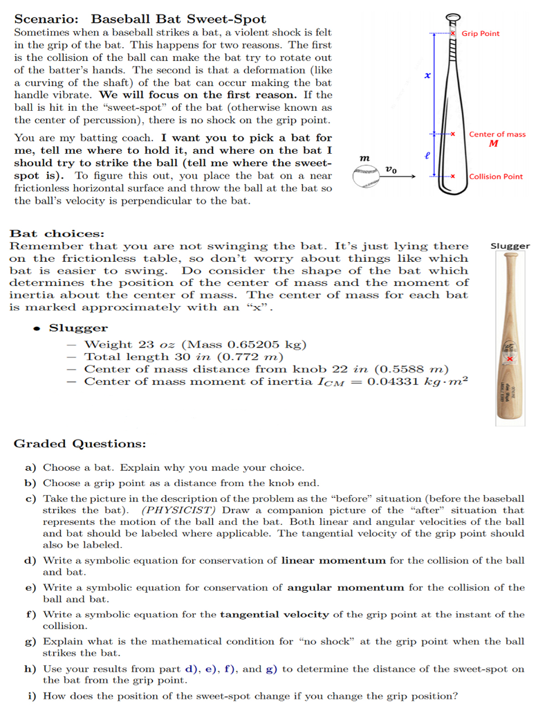 -X Grip Point Scenario: Baseball Bat Sweet-Spot | Chegg.com