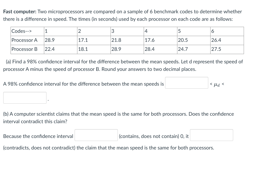 Solved Fast computer: Two microprocessors are compared on a | Chegg.com