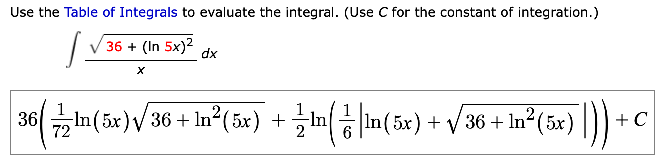 Solved Use the Table of Integrals to evaluate the integral. | Chegg.com