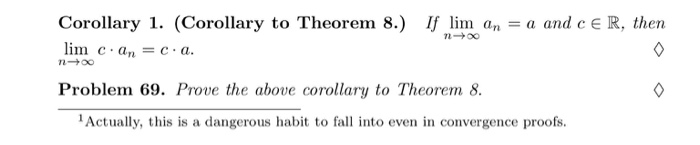 Solved Corollary 1. (Corollary to Theorem 8.) If nimo an = a | Chegg.com