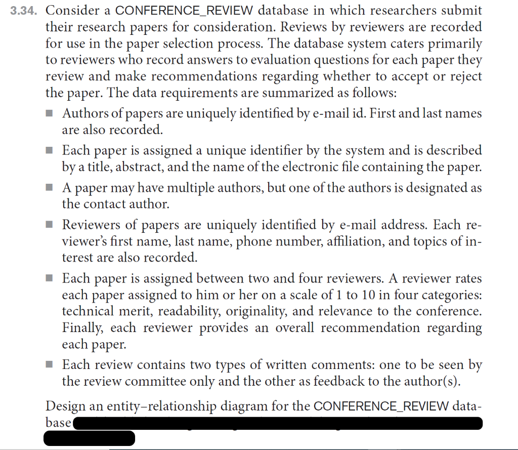 Solved 3.34. Consider a CONFERENCE_REVIEW database in which | Chegg.com