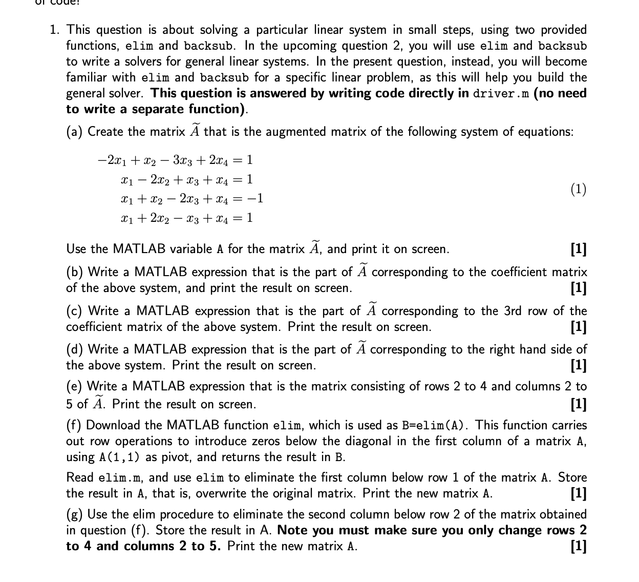 Solved 1. This question is about solving a particular linear | Chegg.com