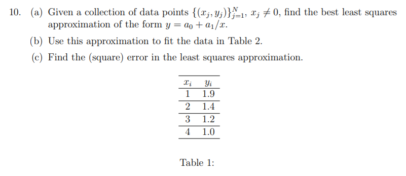 Solved 10. (a) Given a collection of data points {(Lj; | Chegg.com