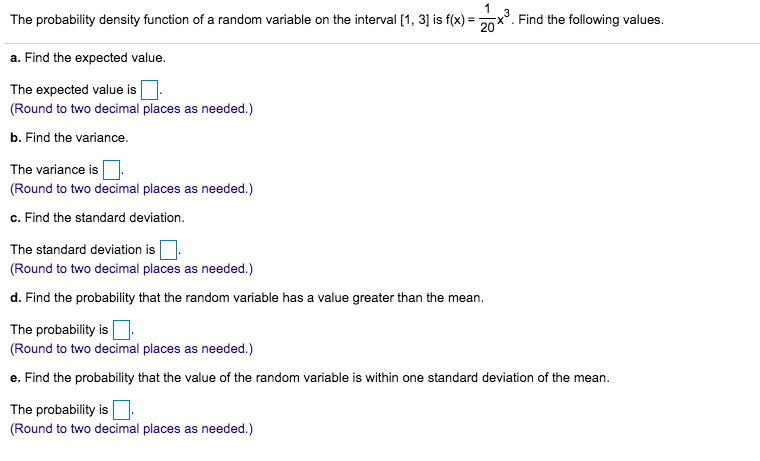 Solved The probability density function of a random variable | Chegg.com
