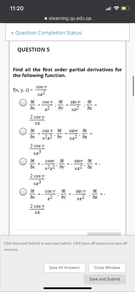 Solved 11:20 elearning.qu.edu.qa Question Completion Status: | Chegg.com