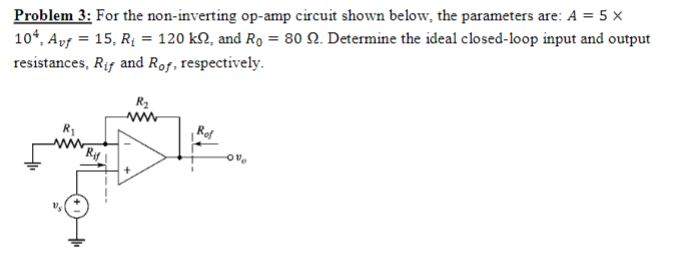 Solved Problem 3: For the non-inverting op-amp circuit shown | Chegg.com