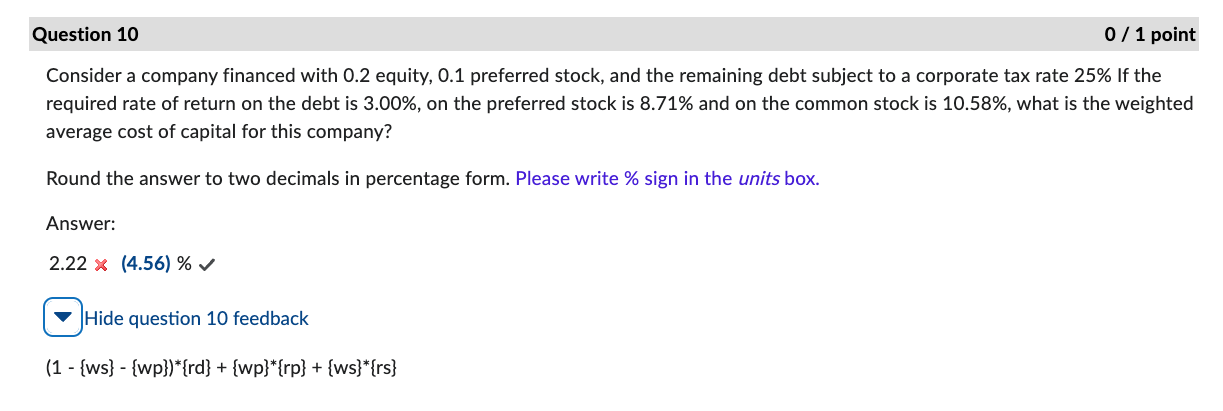 Solved Consider a company financed with 0.2 equity, 0.1 | Chegg.com