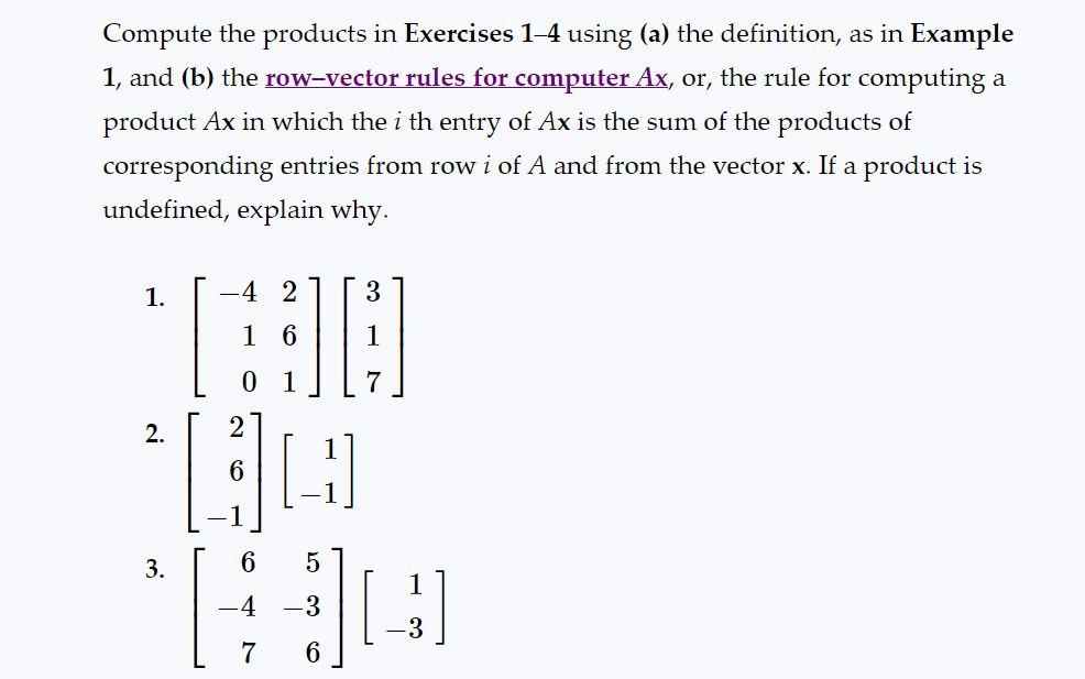 Solved Compute the products in Exercises 1-4 using (a) the | Chegg.com