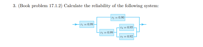 Solved 3. (Book problem 17.1.2) Calculate the reliability of | Chegg.com