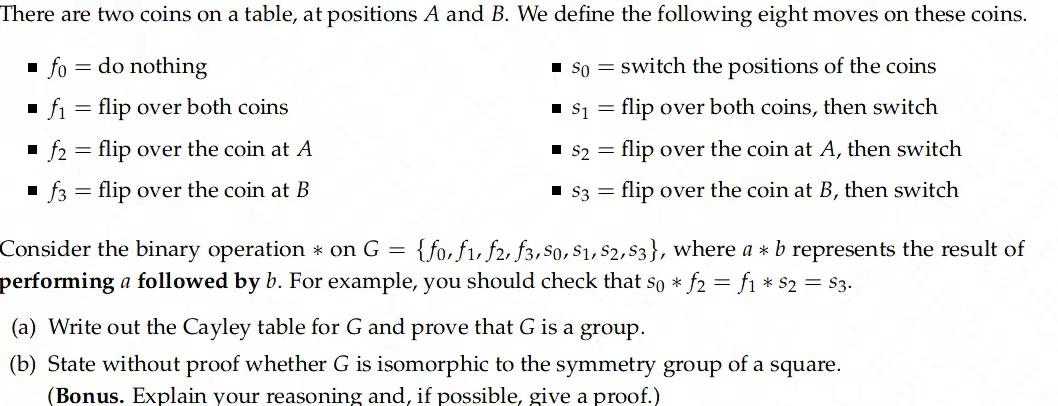 Solved There are two coins on a table, at positions A and B. | Chegg.com