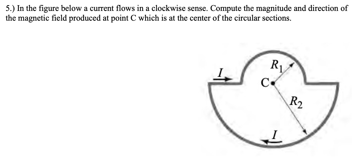 Solved 5.) ﻿In the figure below a current flows in a | Chegg.com