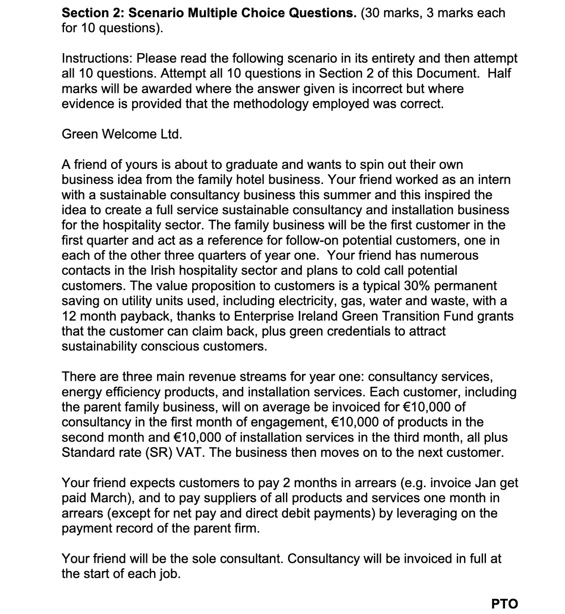 Solved Section 2: Scenario Multiple Choice Questions. (30 | Chegg.com