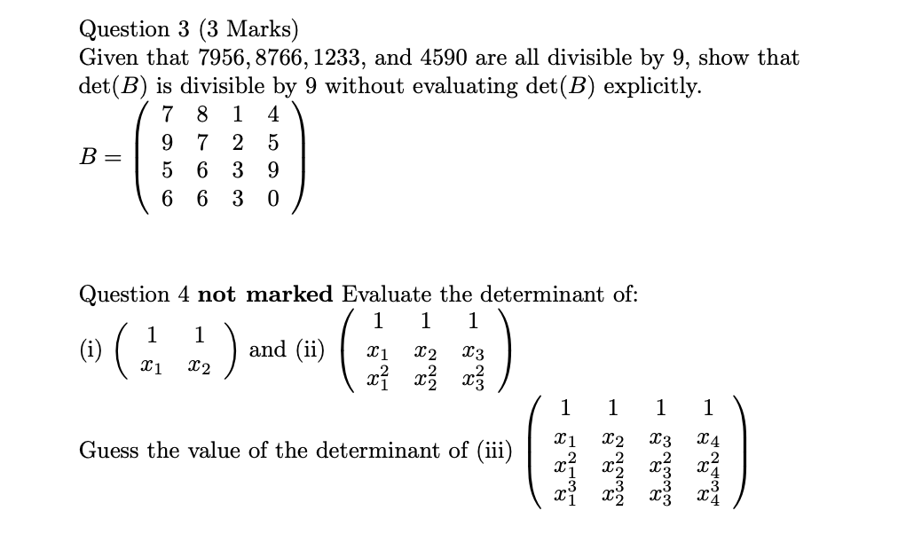 Solved Question 3 (3 Marks) Given that 7956, 8766, 1233, and | Chegg.com
