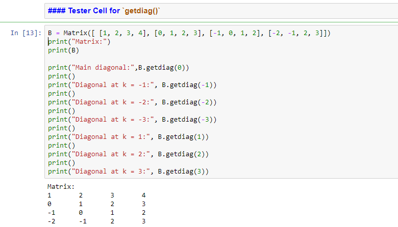 Python language: Implement a class Matrix that | Chegg.com