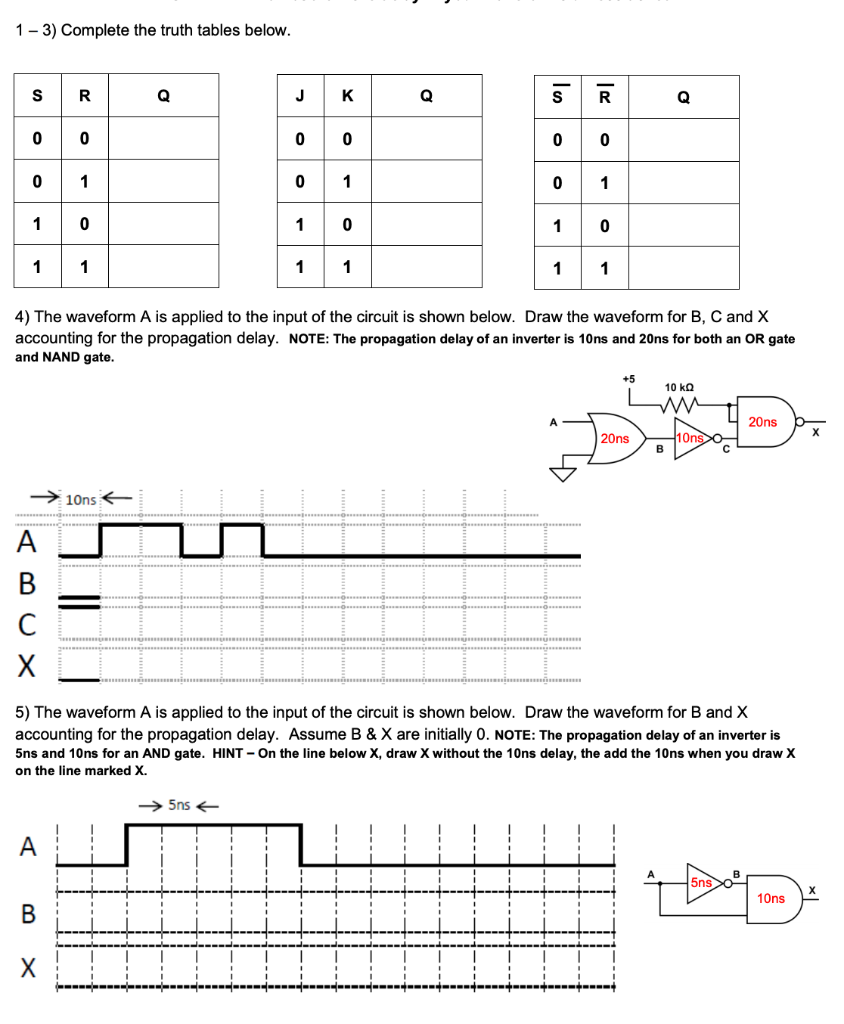 Solved 1 -3) Complete the truth tables below. 4) The | Chegg.com