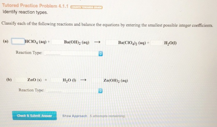 Solved Classify Each Of The Following Reactions And Balance