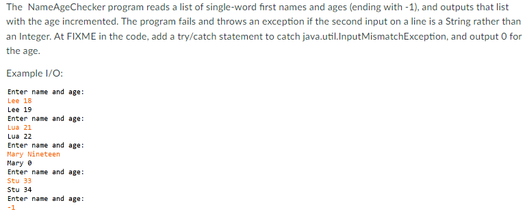 Solved The NameAgeChecker program reads a list of | Chegg.com