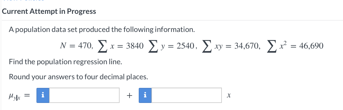 Solved Current Attempt in Progress A population data set | Chegg.com