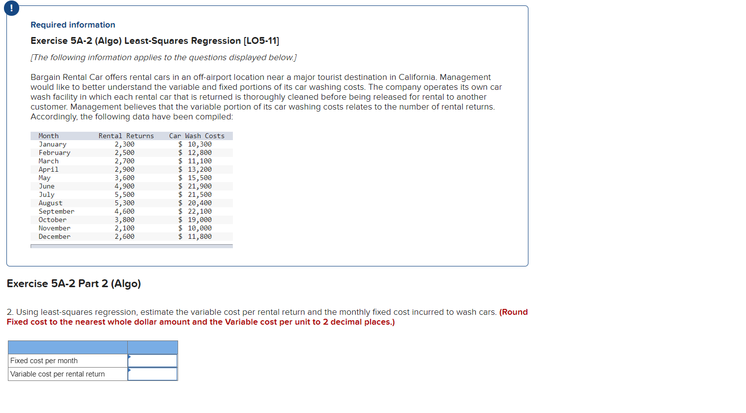 Solved ! Required information Exercise 5A-2 (Algo) | Chegg.com