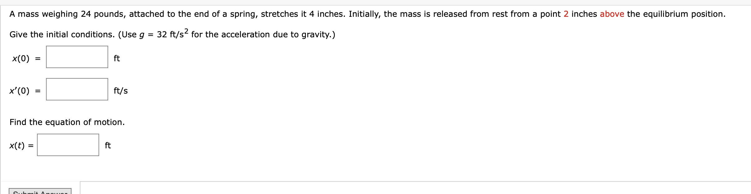 Solved A mass weighing 24 pounds, attached to the end of a | Chegg.com Solved A mass weighing 24 pounds, attached to the end of a | Chegg.com