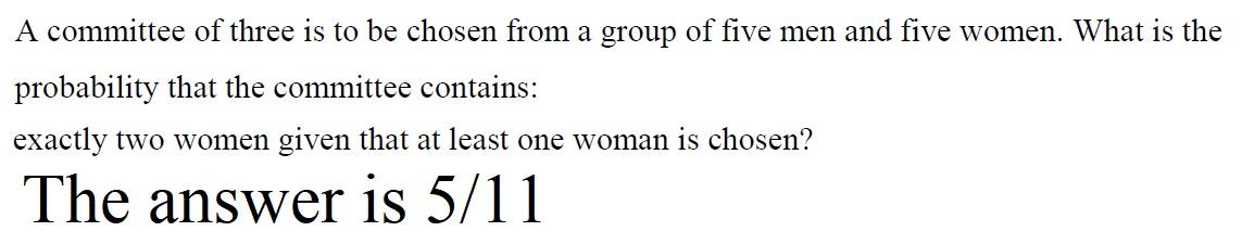 Solved A committee of three is to be chosen from a group of | Chegg.com