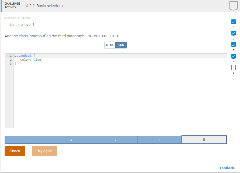 Solved CHALLENGE ACTIVITY 4.2.1: Basic selectors. 32056 | Chegg.com