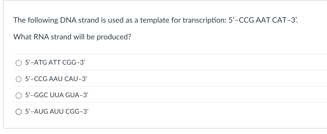 Solved The following DNA strand is used as a template for | Chegg.com