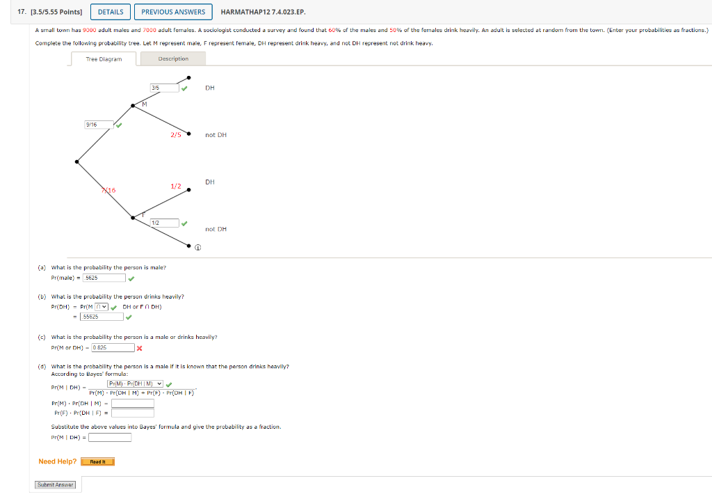 Solved Complete the following probability tree. Let M | Chegg.com
