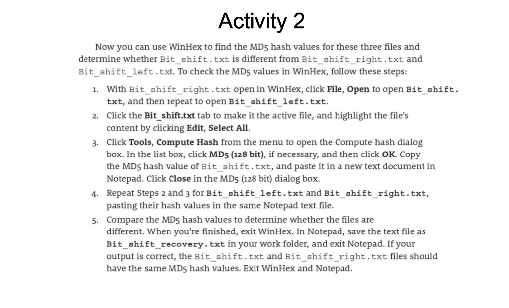 Activity 1 • Bit Shifting - Follow the | Chegg.com