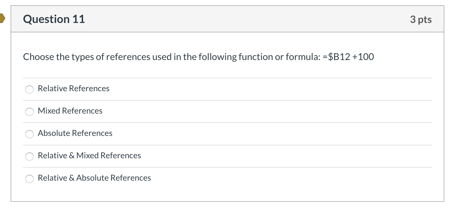 Solved Question 11 3 pts Choose the types of references used | Chegg.com
