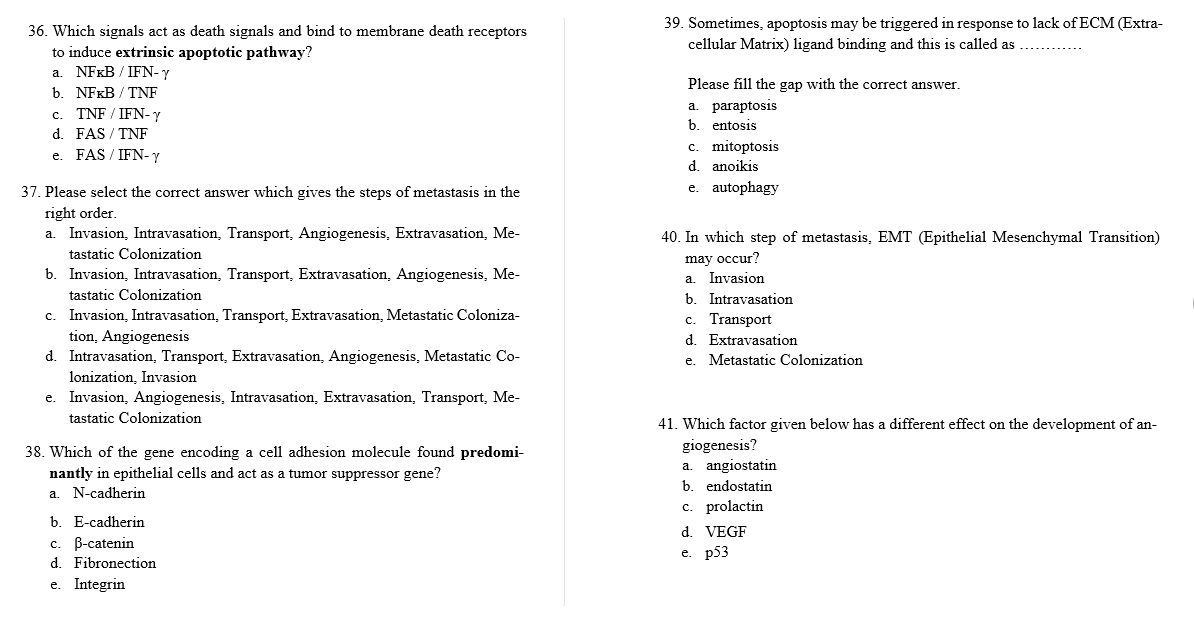Solved 36. Which signals act as death signals and bind to | Chegg.com