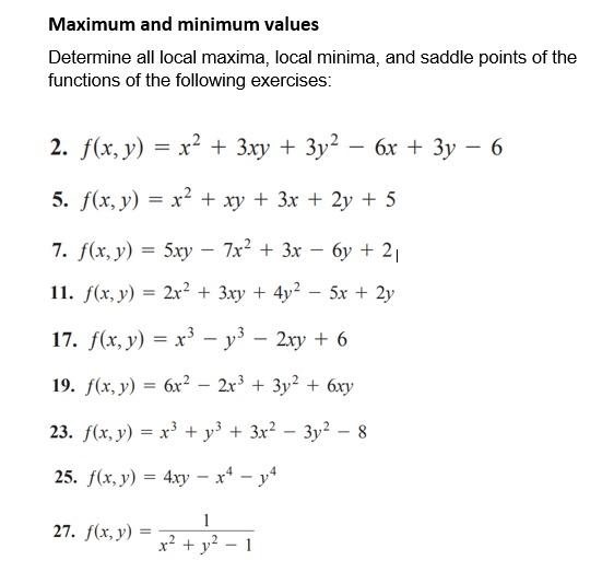 Solved Maximum and minimum values Determine all local | Chegg.com