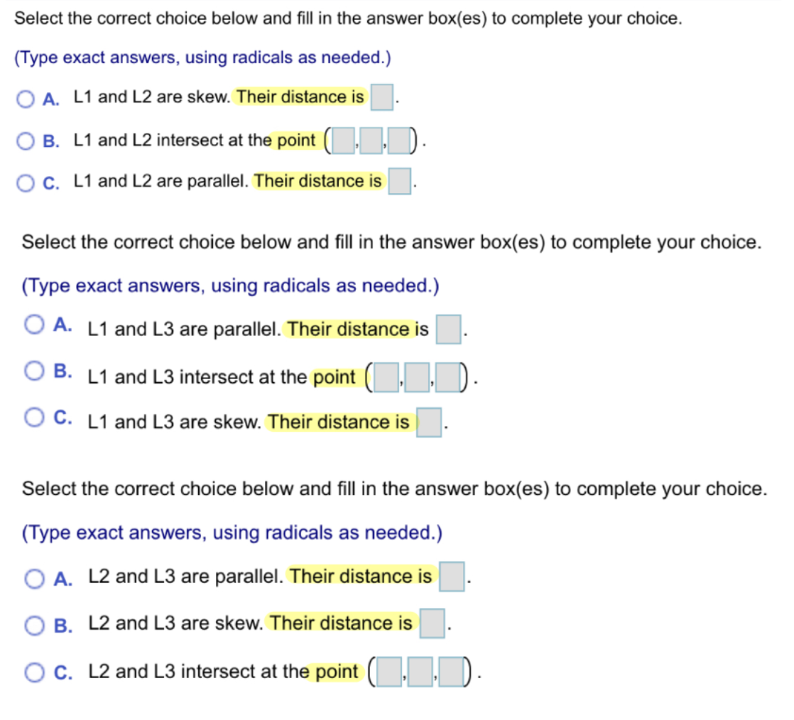 Solved Given two lines in space, either they are parallel, | Chegg.com