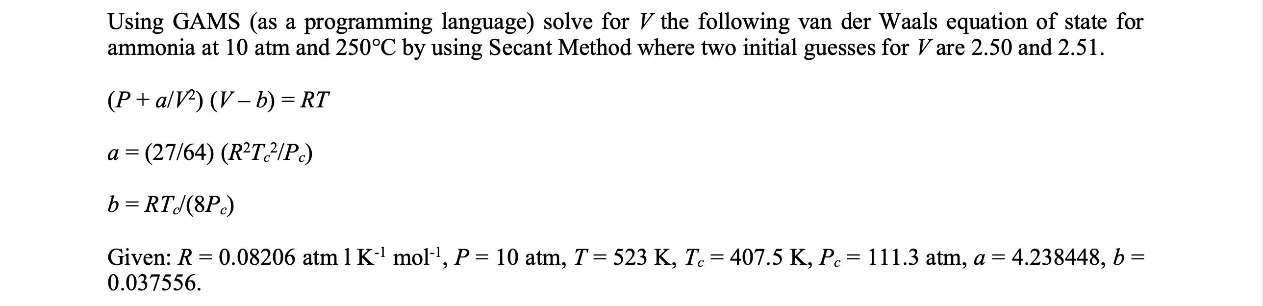 Using GAMS (as a programming language) solve for V | Chegg.com