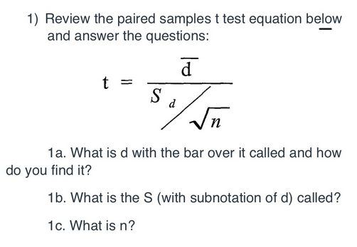 Solved 1) Review the paired samples t test equation below | Chegg.com