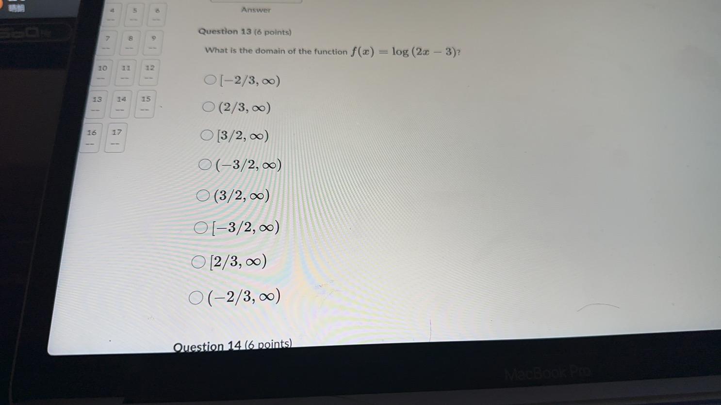 Solved Question 13 ( 6 points) What is the domain of the | Chegg.com