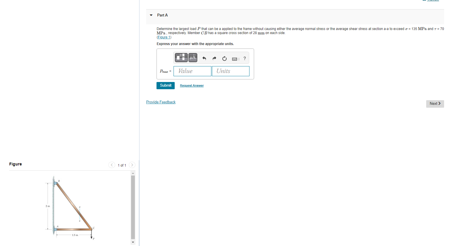 Solved Determine the largest load P that can be a applied to | Chegg.com