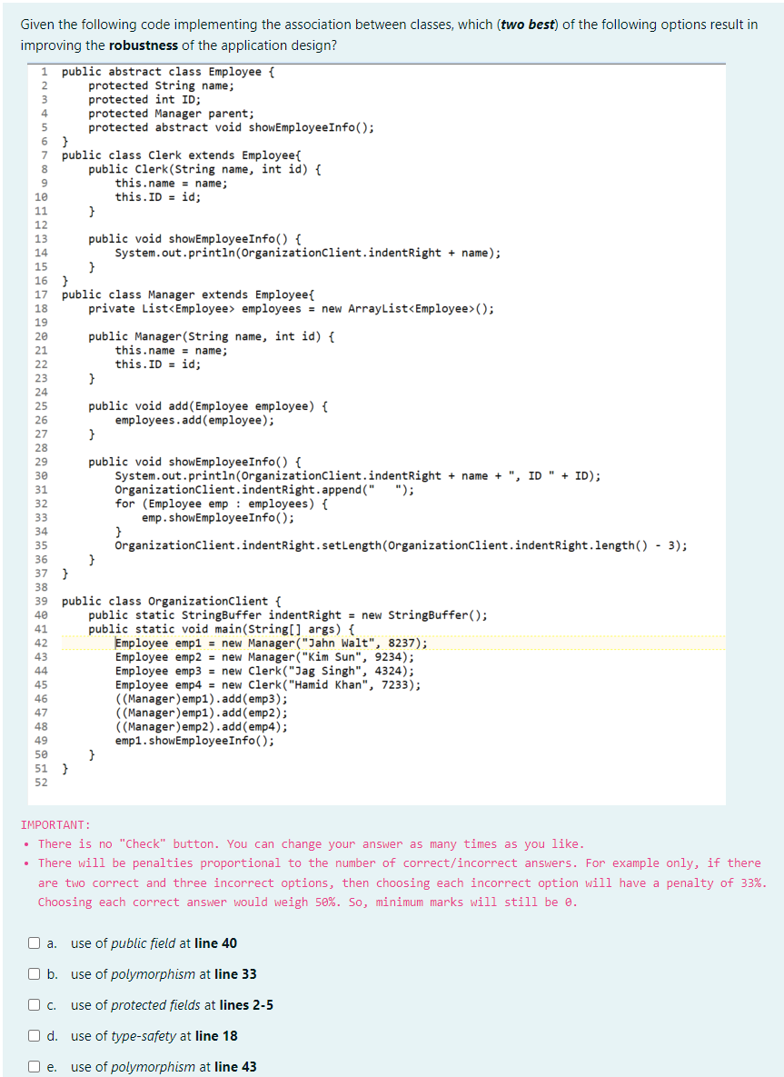 Solved Given the following code implementing the association | Chegg.com