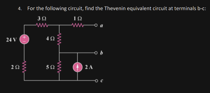 Solved For the following circuit, find the Thevenin | Chegg.com
