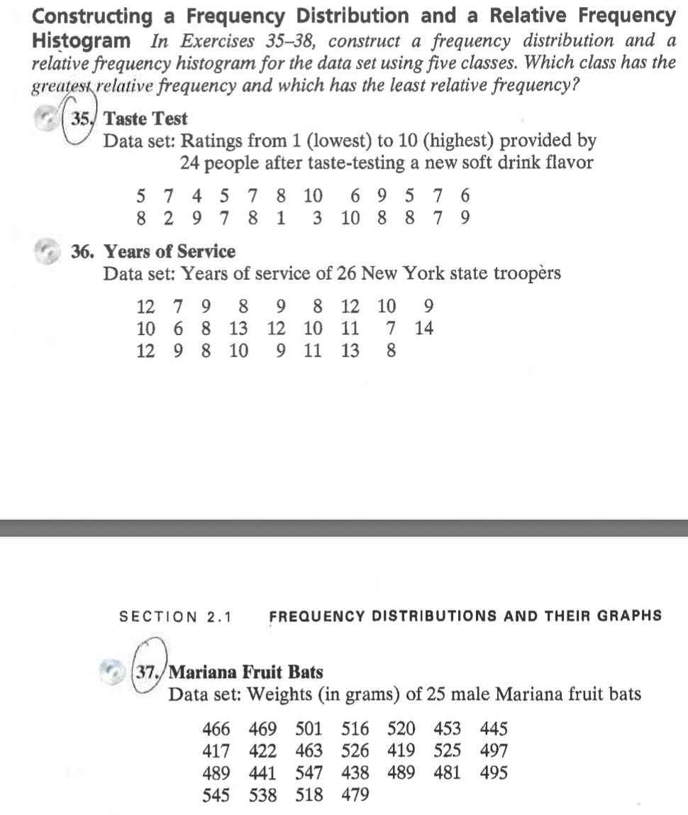 Solved Constructing a Frequency Distribution and a Relative | Chegg.com