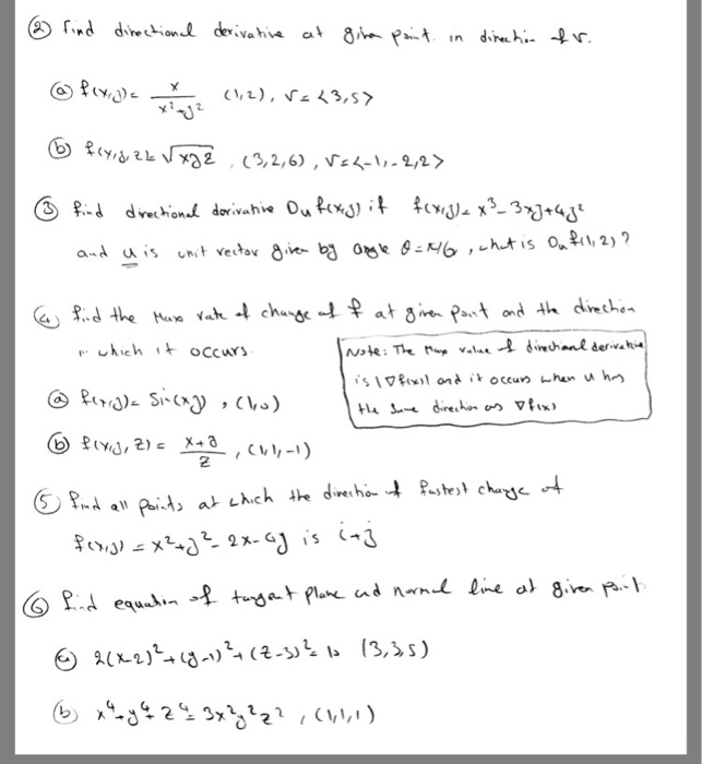Solved Find the directional derivative at given point in | Chegg.com