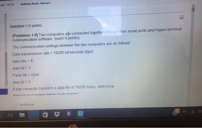 Solved Two computers are connected together through their | Chegg.com