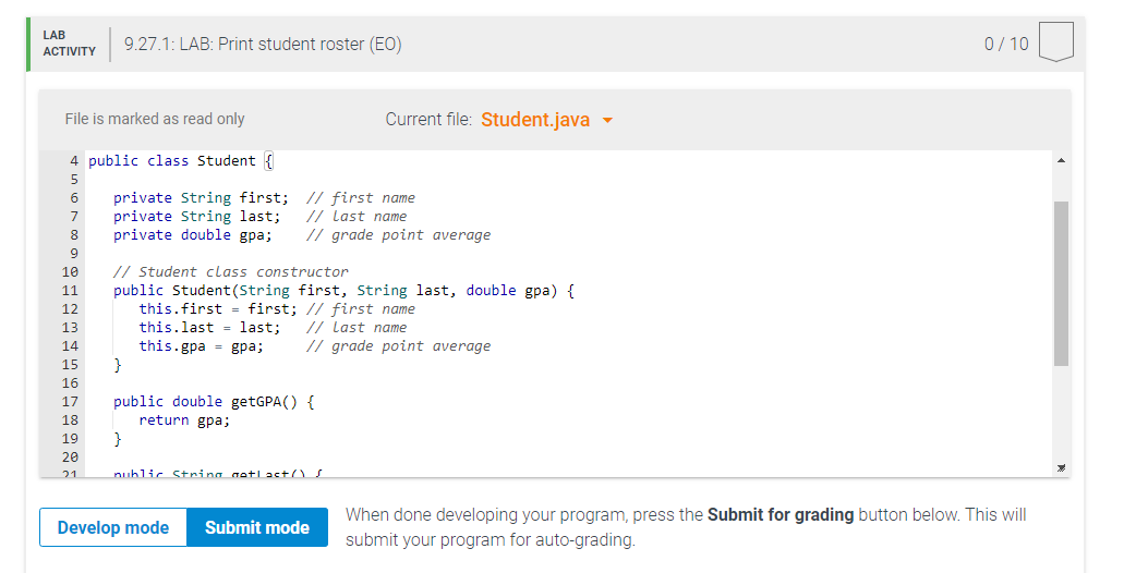 Solved 9.27 LAB: Print student roster (EO) Complete the | Chegg.com