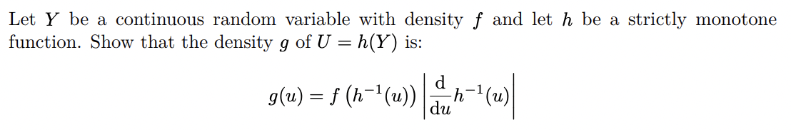 Solved Let Y be a continuous random variable with density f | Chegg.com