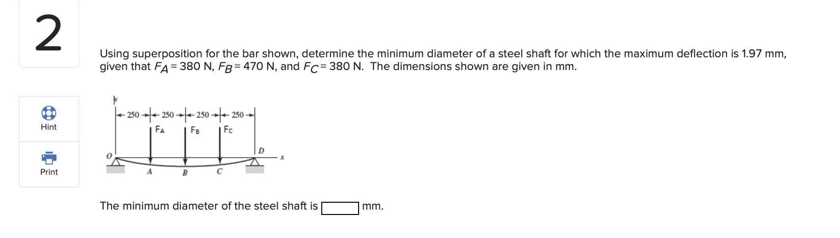 Solved A simply supported beam loaded by two forces is shown | Chegg.com