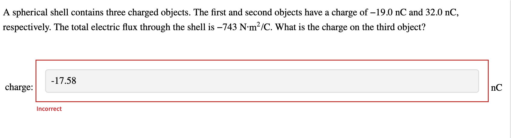 Solved A spherical shell contains three charged objects. The | Chegg.com