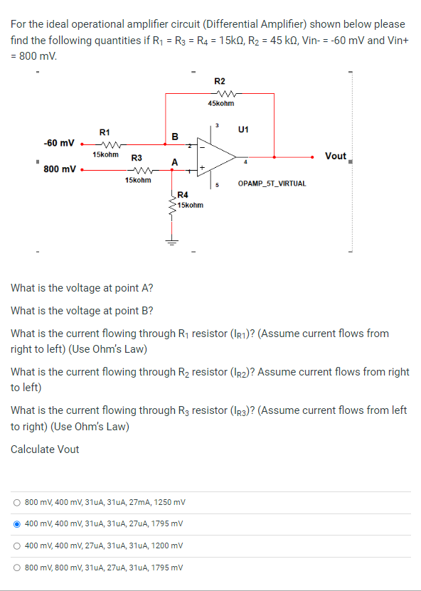 Solved For the ideal operational amplifier circuit | Chegg.com