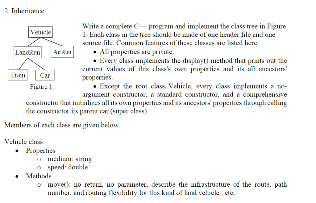 2. Inheritance Write a complete C++ program and | Chegg.com